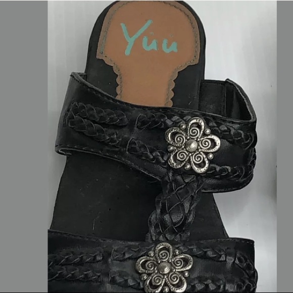 Yuu | Shoes | Yuu Justene Black Wedge Sandals Shoes | Poshmark